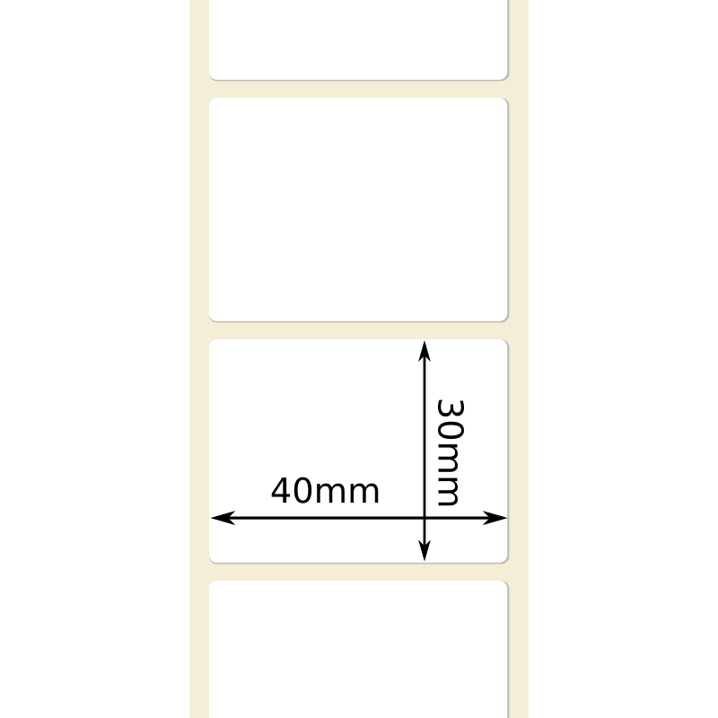 40mm x 30mm Direct Thermal Labels - 4400 Labels Per Roll - 203mm Roll ...