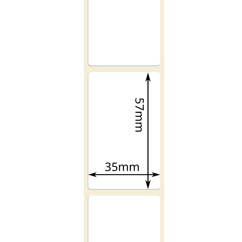 35mm x 57mm Direct Thermal Labels – 600 Labels/Roll – 25mm Core