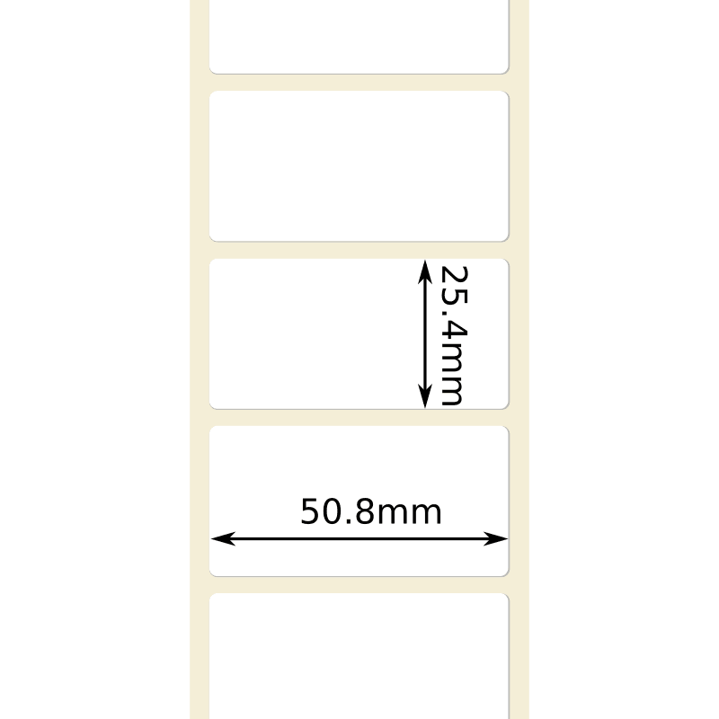 50.8mm x 25.4mm Direct Thermal Labels - 5000 Labels Per Roll - 203mm ...