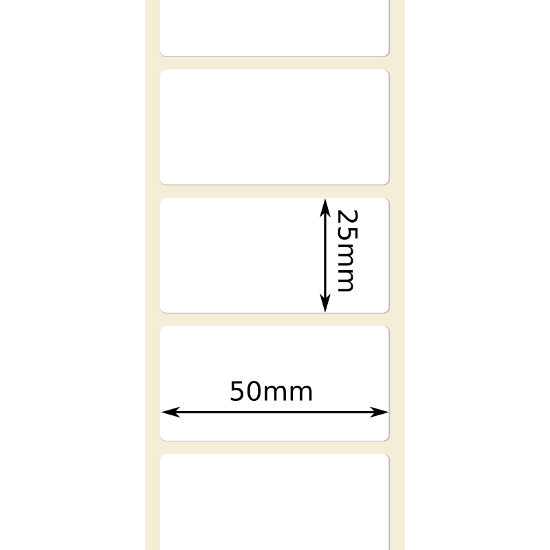 50mm x 25mm Direct Thermal Labels - 2750 Labels Per Roll - 127mm Roll ...