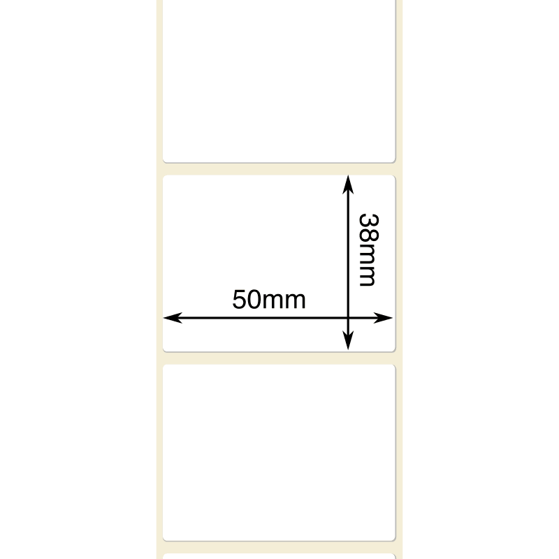 50mm x 38mm Direct Thermal Labels - 1000 Labels Per Roll - 102mm Roll ...