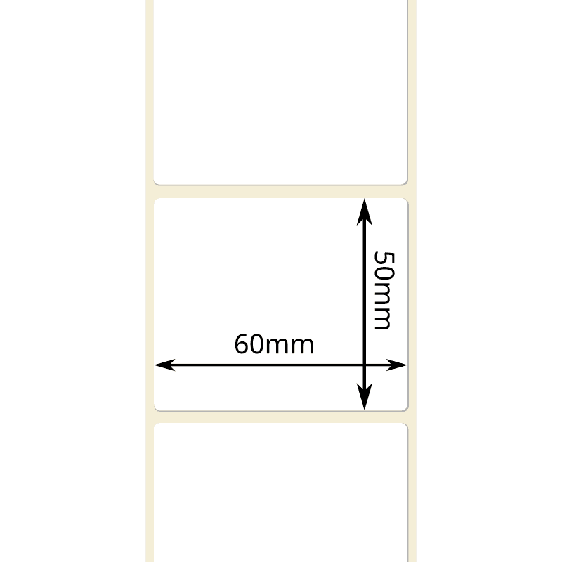 60mm x 50mm Direct Thermal Labels - 750 Labels Per Roll - 102mm Roll ...